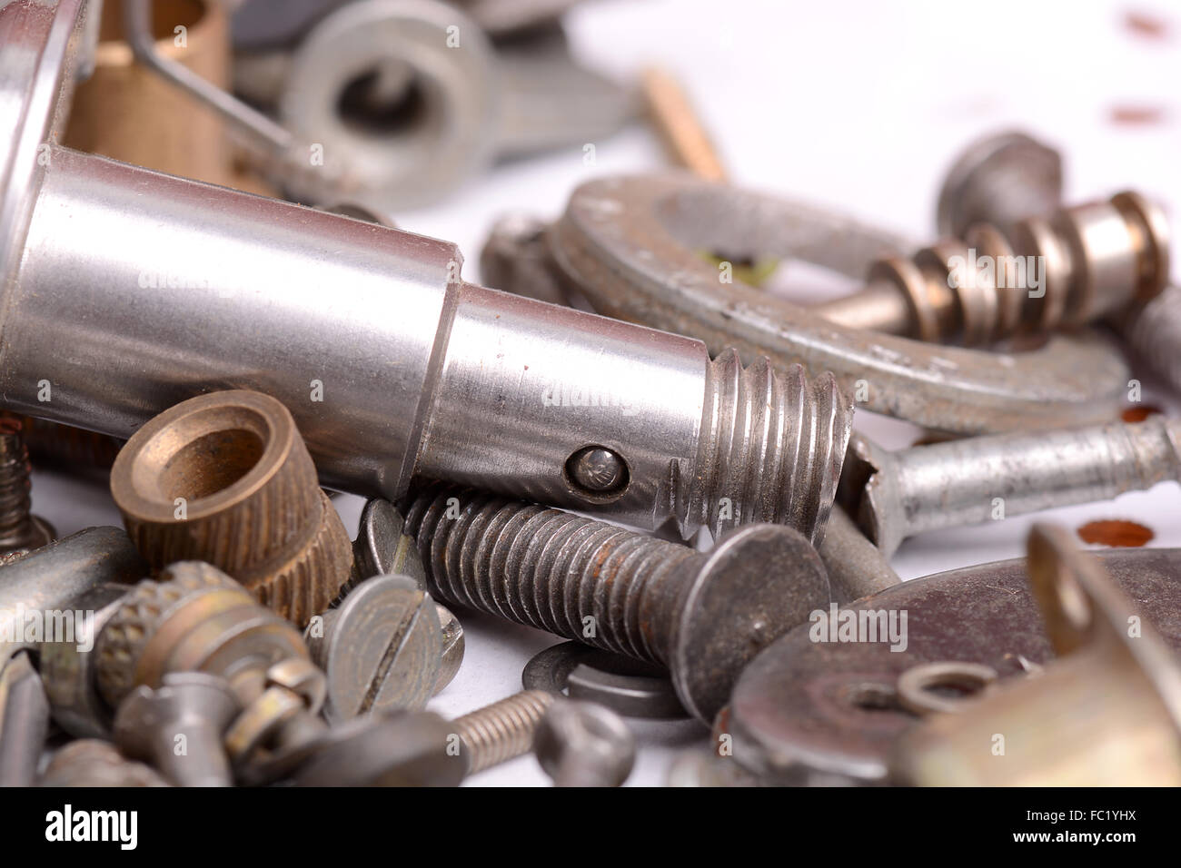 Different screws and other parts, close up Stock Photo - Alamy
