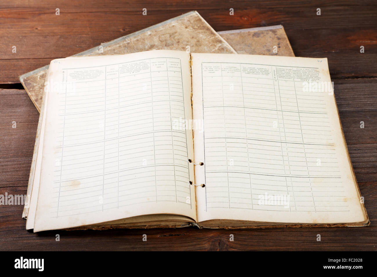 old office notebook on vintage table Stock Photo - Alamy