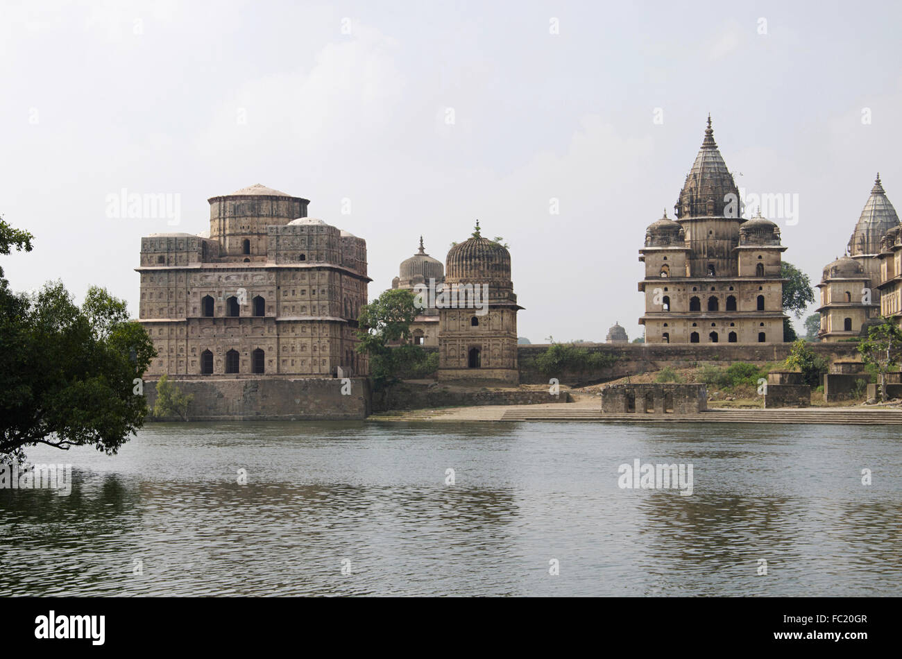 Chhatris or cenotaphs on bank of betwa river, Orchha. Madhya Pradesh ...