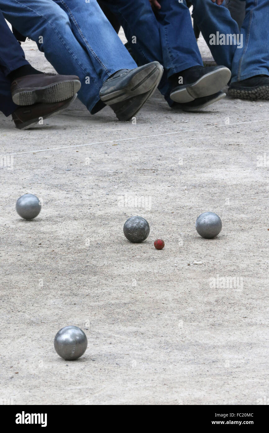 Saint Tropez, playing Petanque (French bowls) on the Place des Lices ...