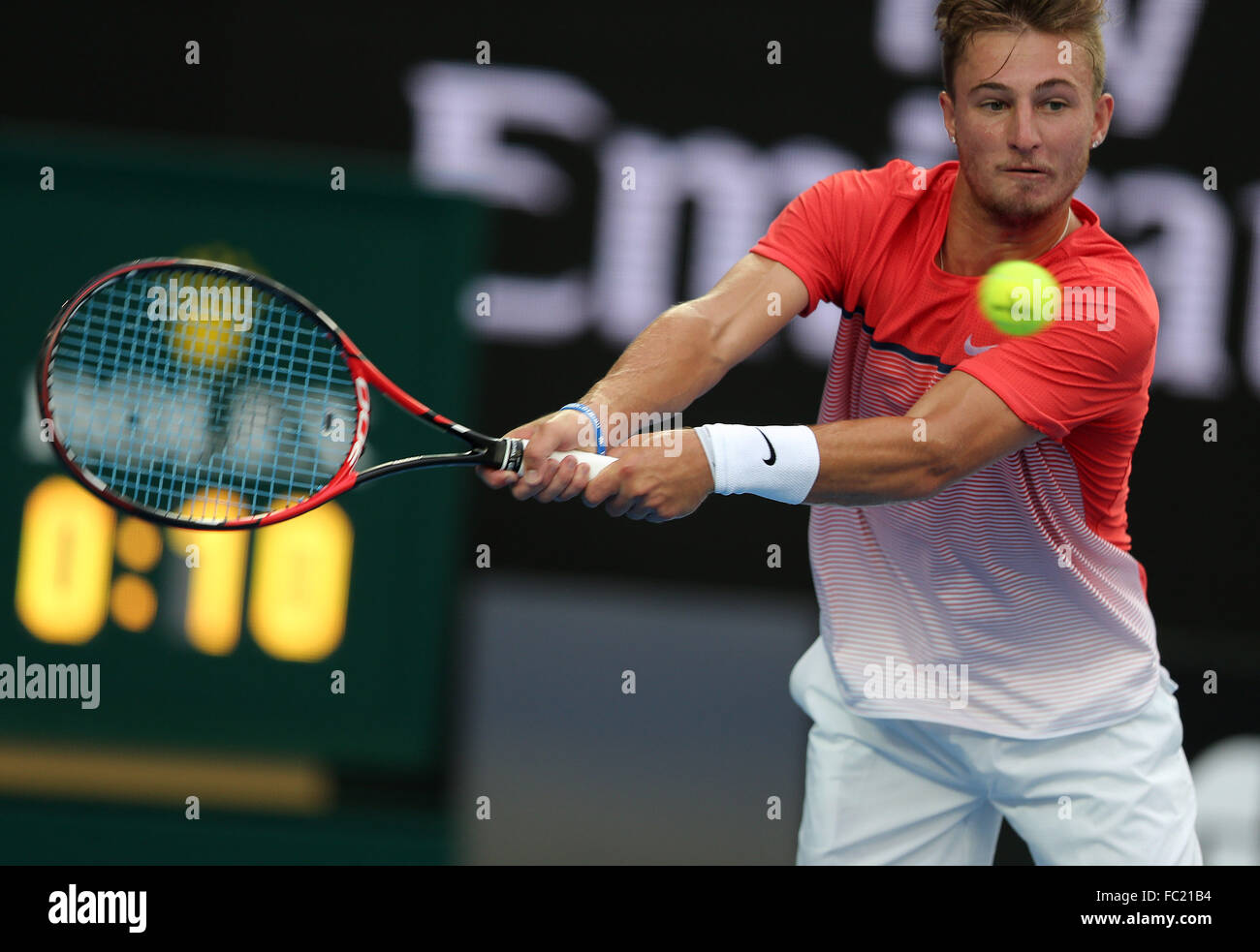 Melbourne, Australia. 20th Jan, 2016. Australia's Omar Jasika competes ...