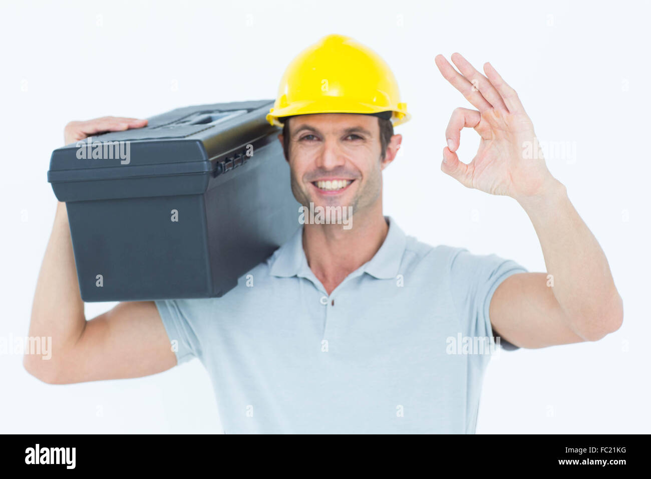 Man carrying tool box on hi-res stock photography and images - Alamy