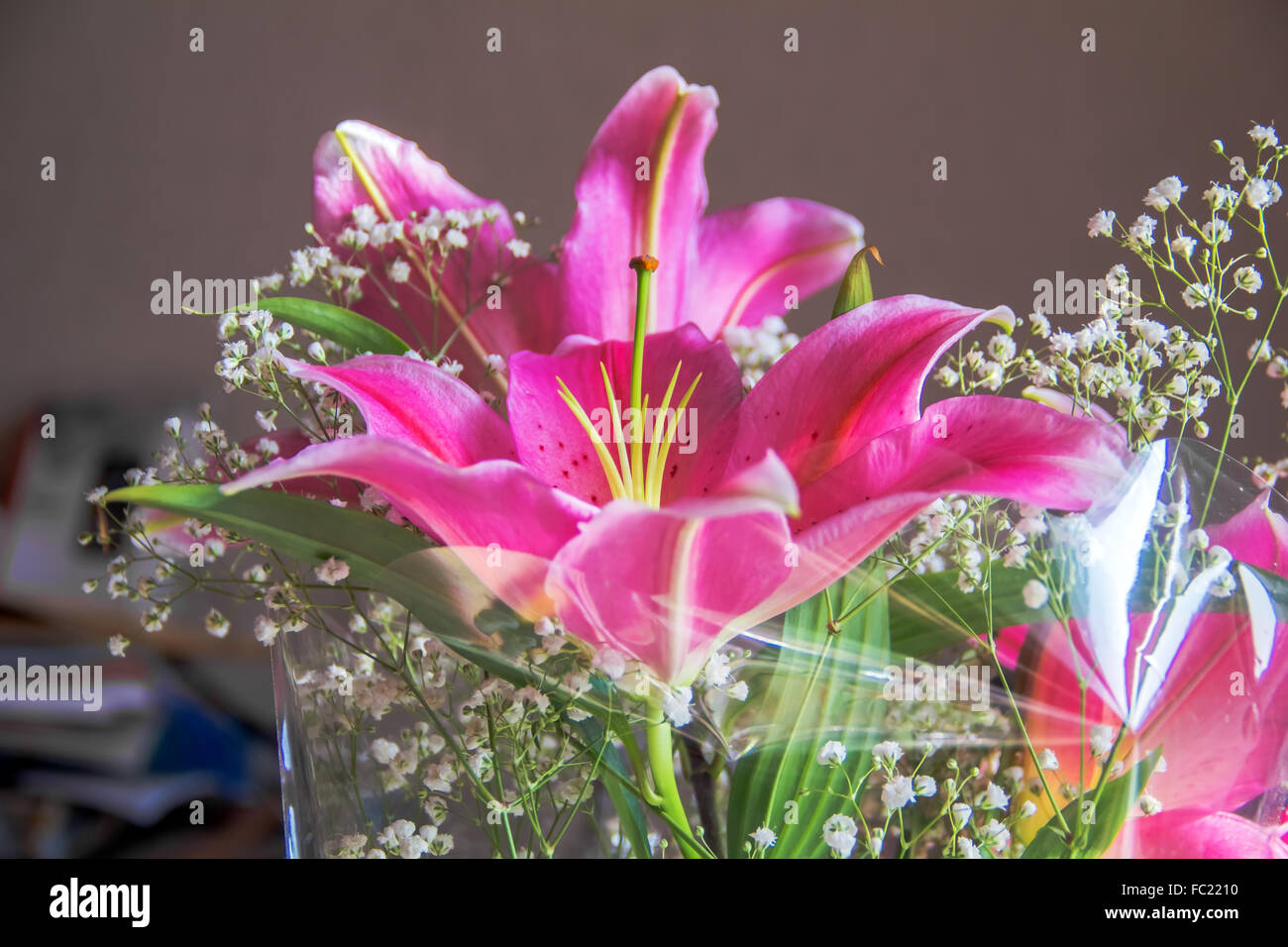 Beautiful blooming lily in bouquet for present Stock Photo - Alamy