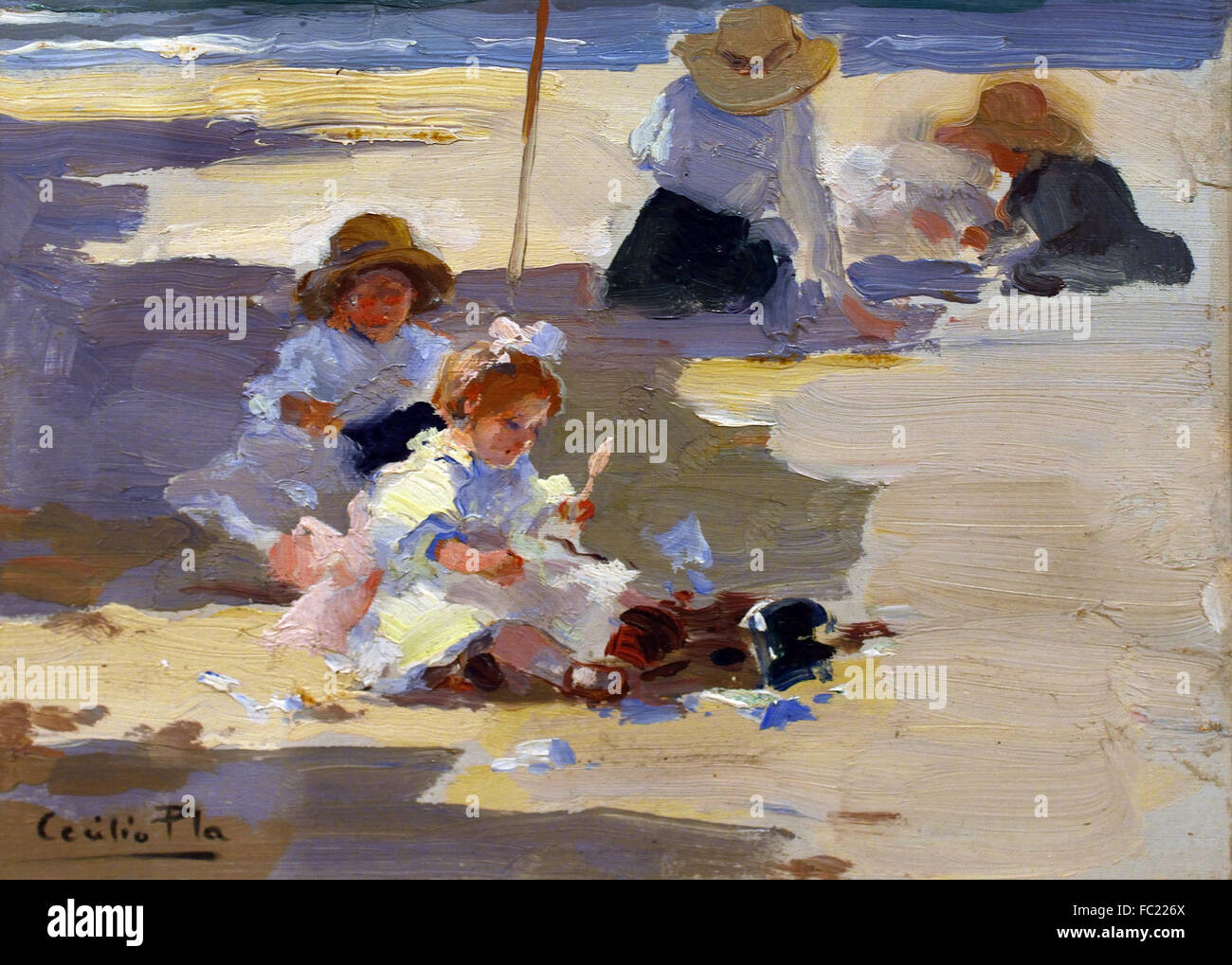 Playing on the Beach by Cecilio Pla y Gallardo 1859 - 1934 Spanish ...