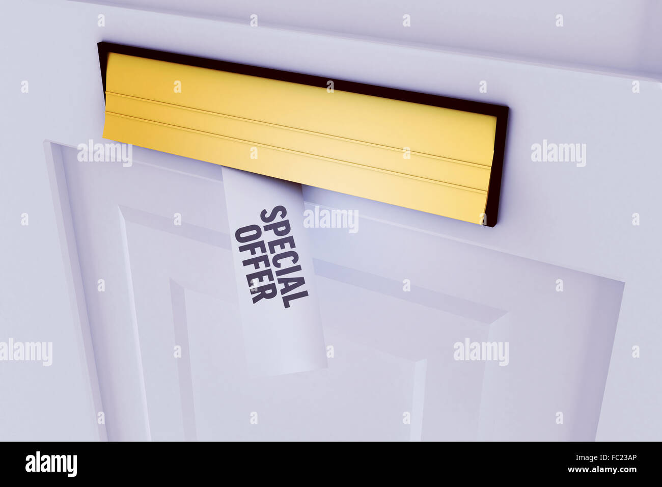 Special offer against letter through post box Stock Photo - Alamy