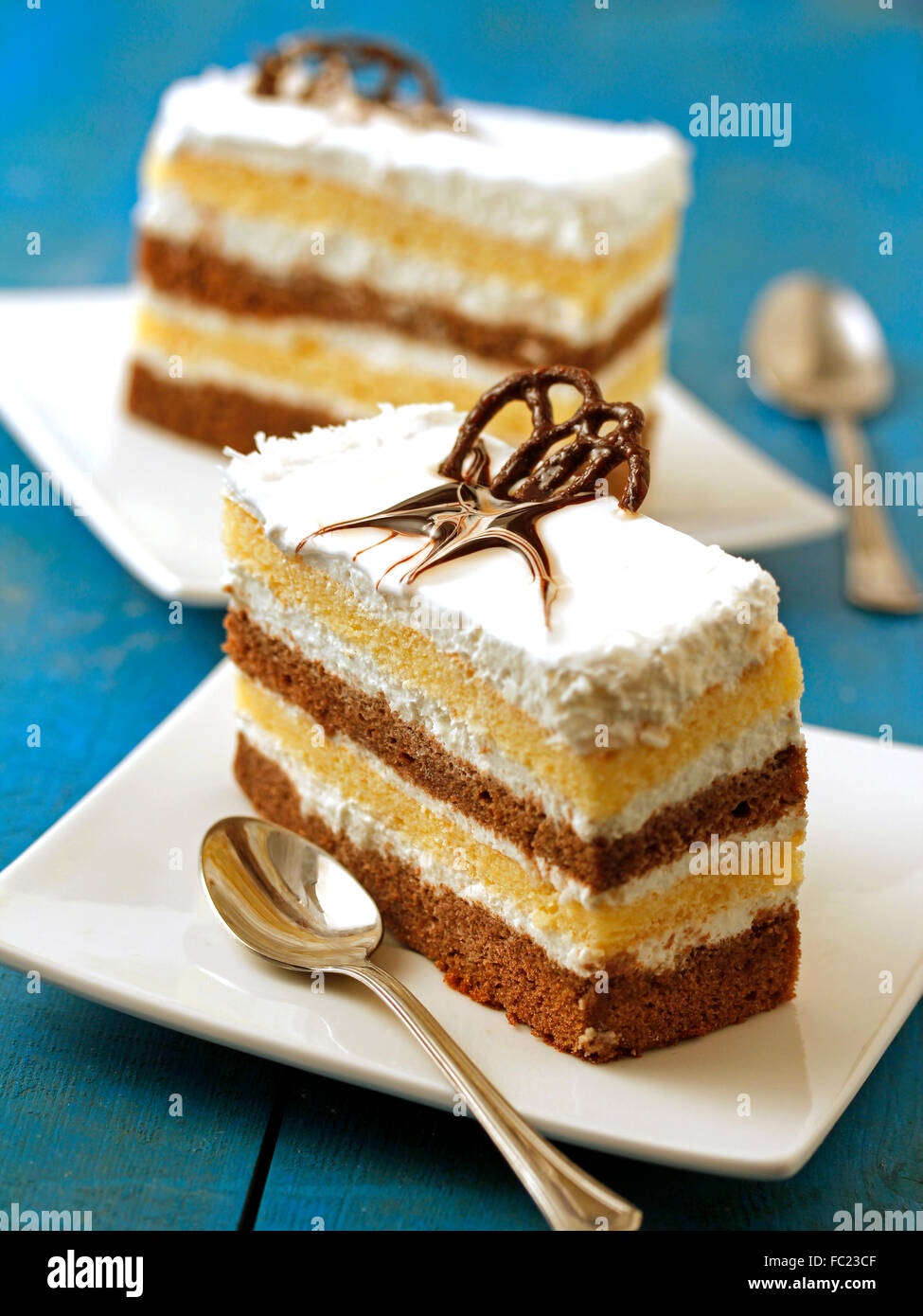 Layered sponge cake Stock Photo - Alamy