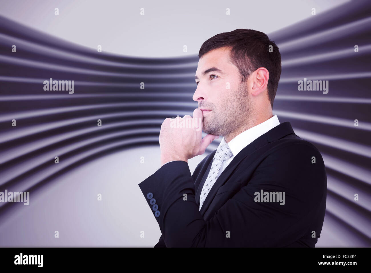 Composite image of frowning businessman thinking Stock Photo - Alamy