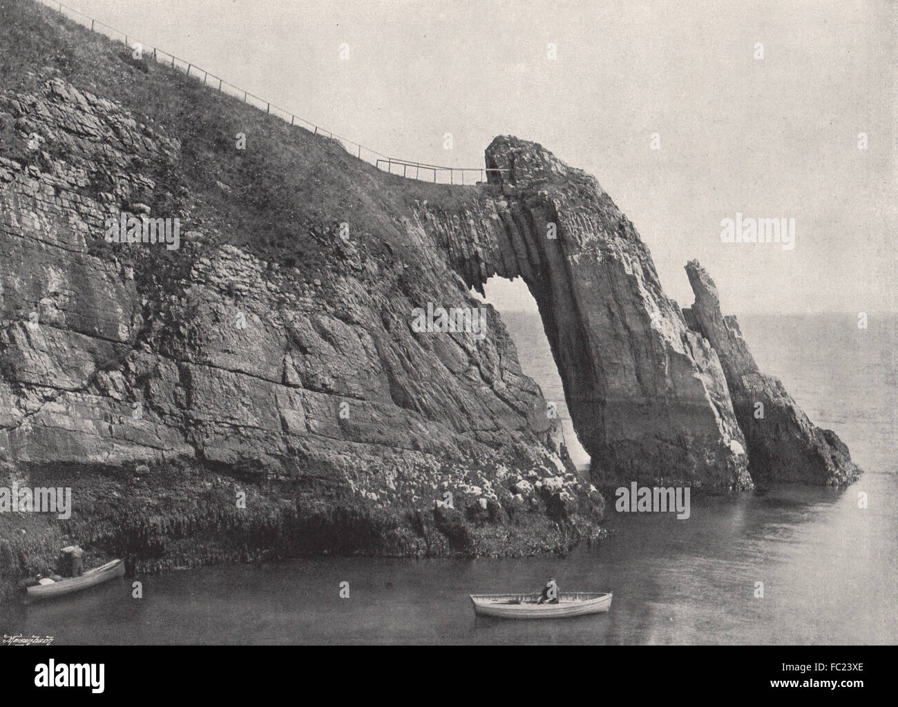 TORQUAY. The natural arch ("London Bridge") . Devon, antique print 1895 ...
