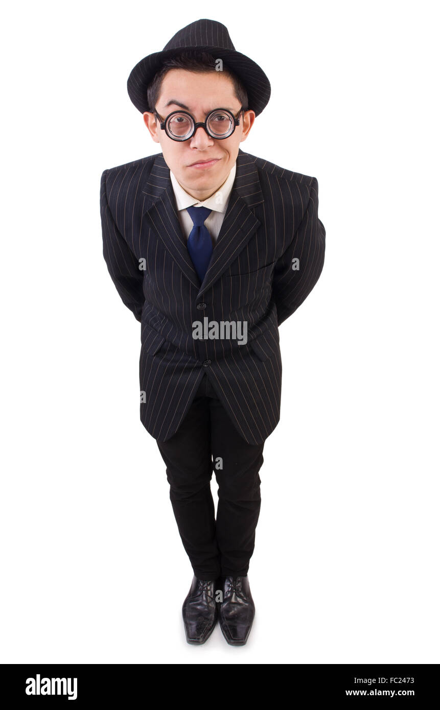 Funny gentleman in striped suit isolated on white Stock Photo - Alamy
