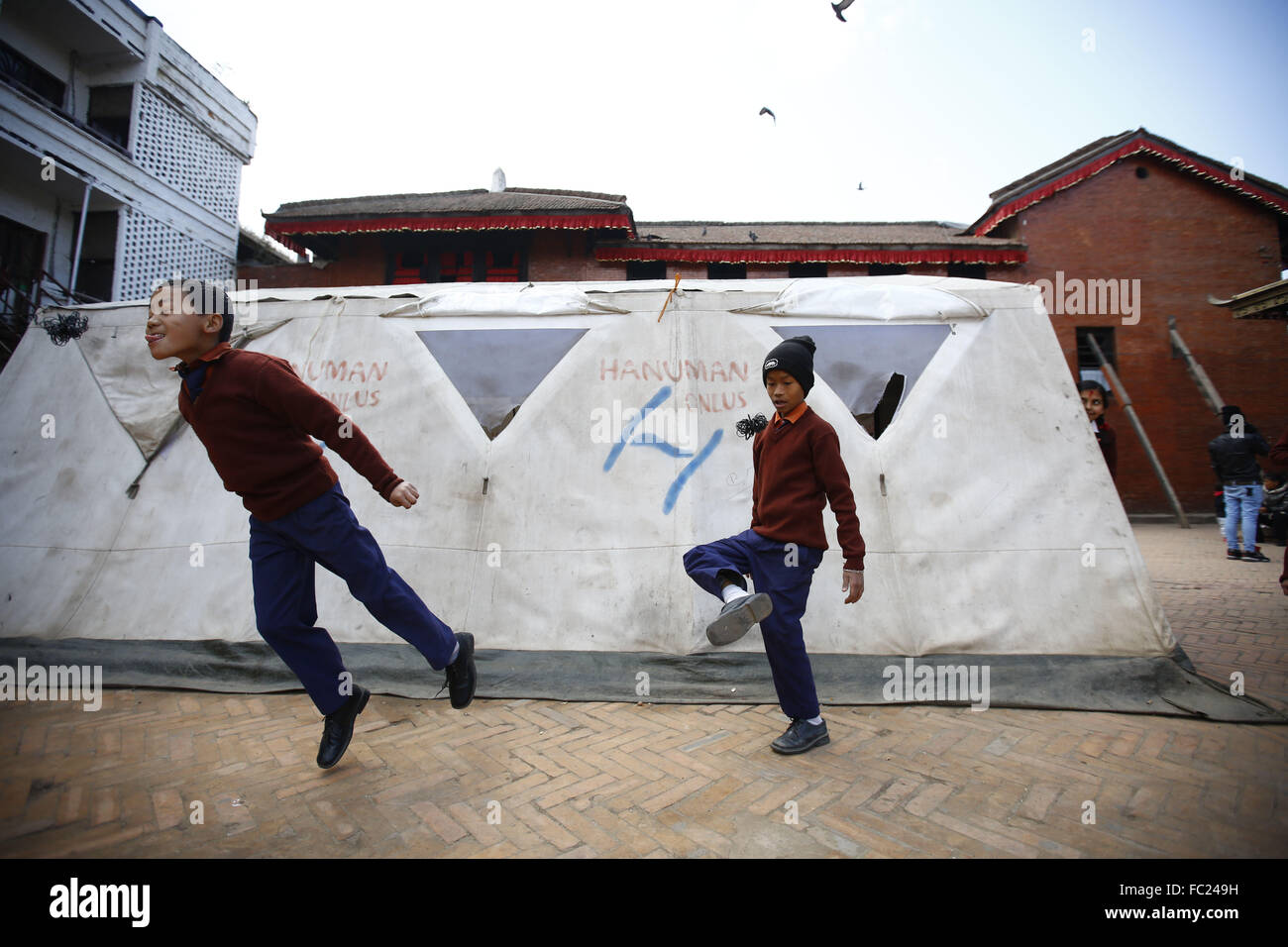 Kathmandu Nepal 20th Jan 2016 Nepalese School Boys Playing Chungi Made Of Rubber During kathmandu-nepal-20th-jan-2016-nepalese-school-boys-playing-chungi-made-of-rubber-during