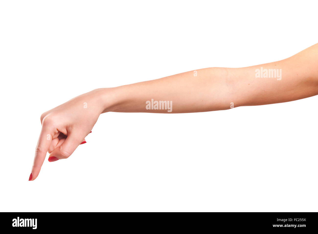 A woman presses a finger Stock Photo - Alamy