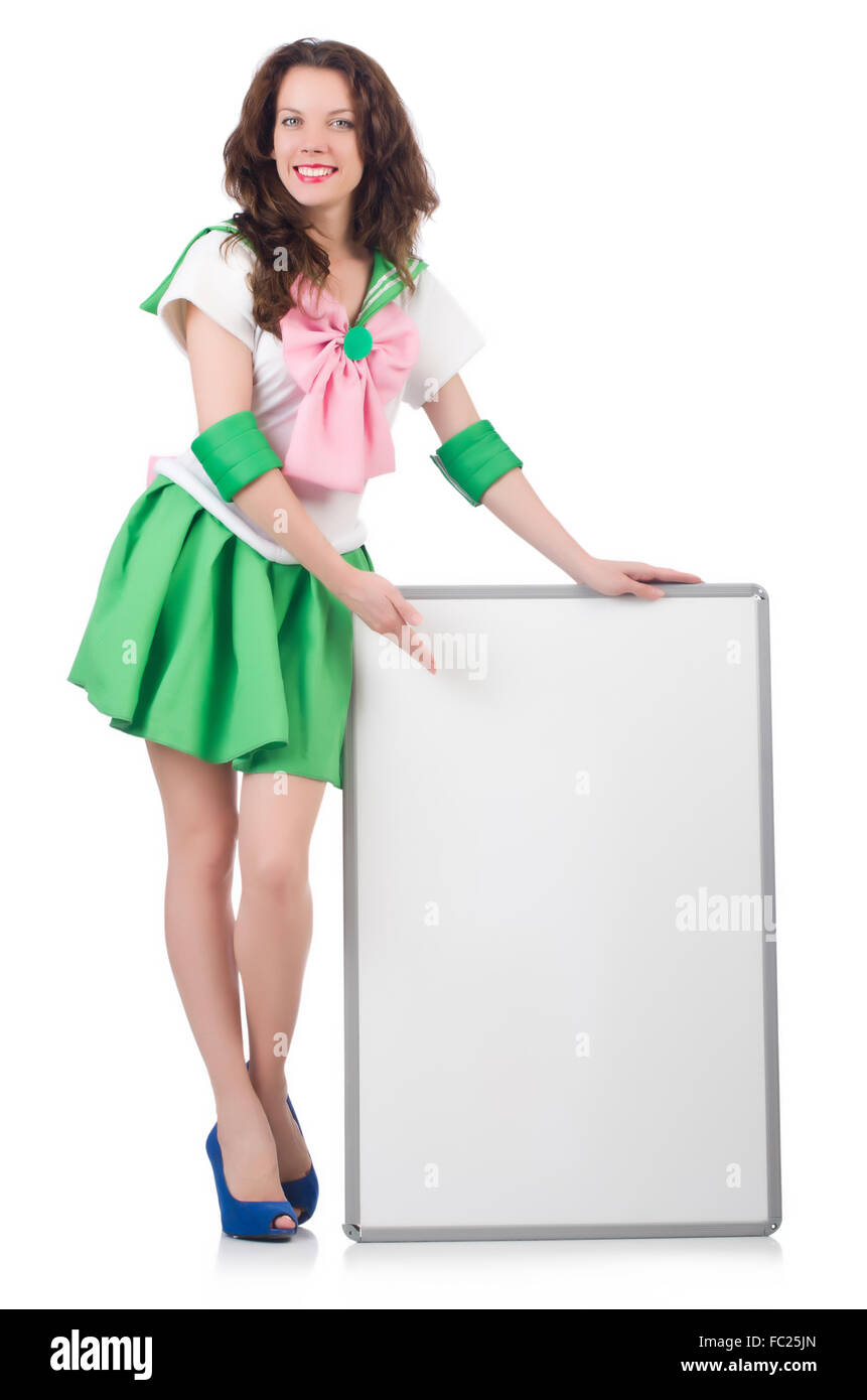 Female model in cosplay costume isolated on white Stock Photo - Alamy