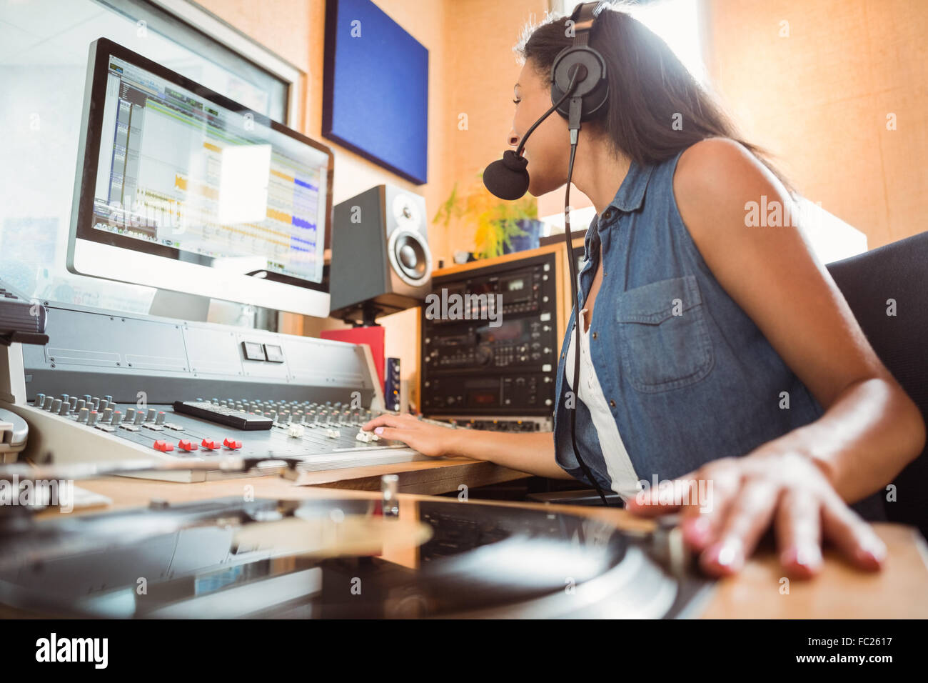 Portrait of an university student mixing audio Stock Photo: 93476355 ...