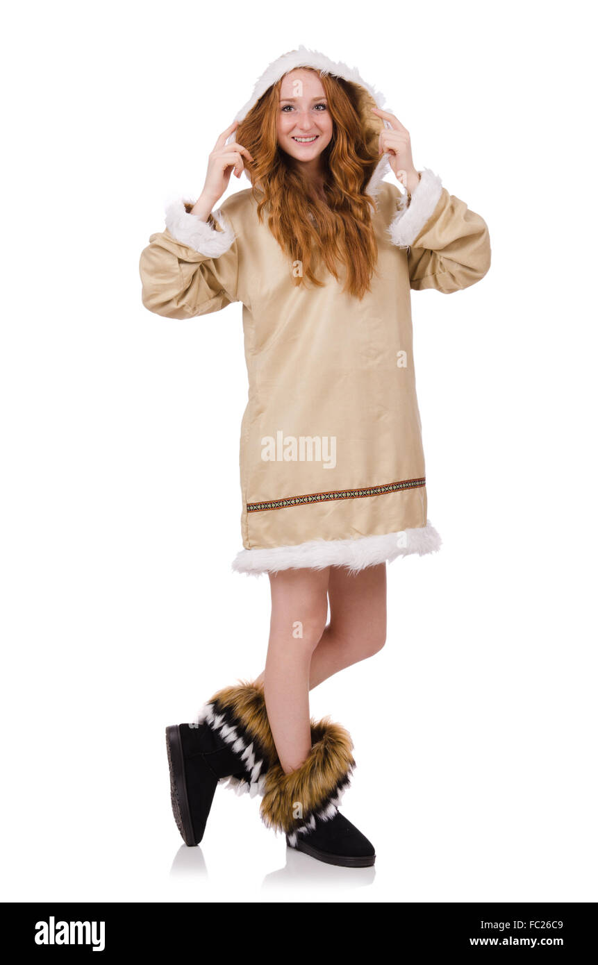 Woman wearing fur hood Cut Out Stock Images & Pictures - Alamy