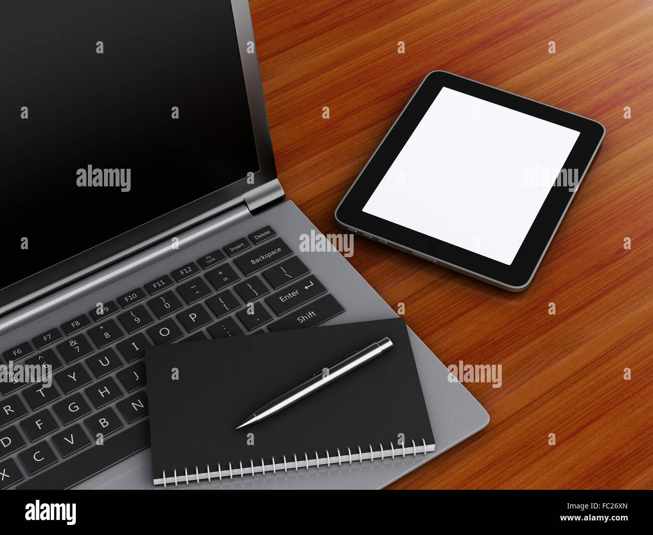 workplace with digital tablet and laptop pc Stock Photo - Alamy