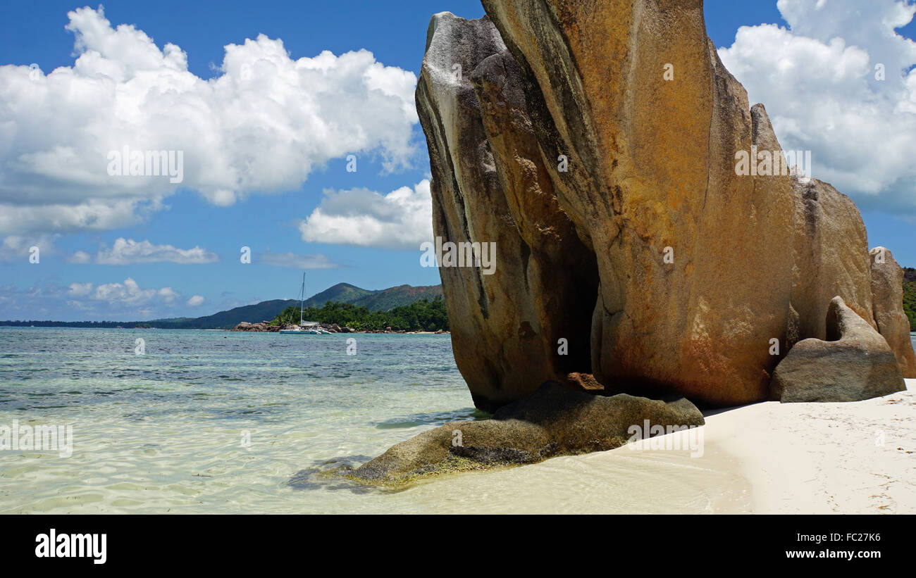 tropical beach on curieuse island Stock Photo - Alamy