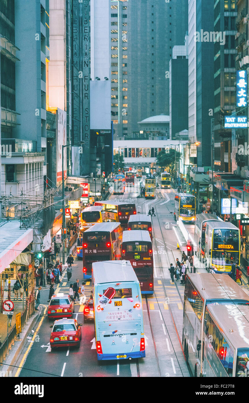 traffic in central hong kong Stock Photo - Alamy