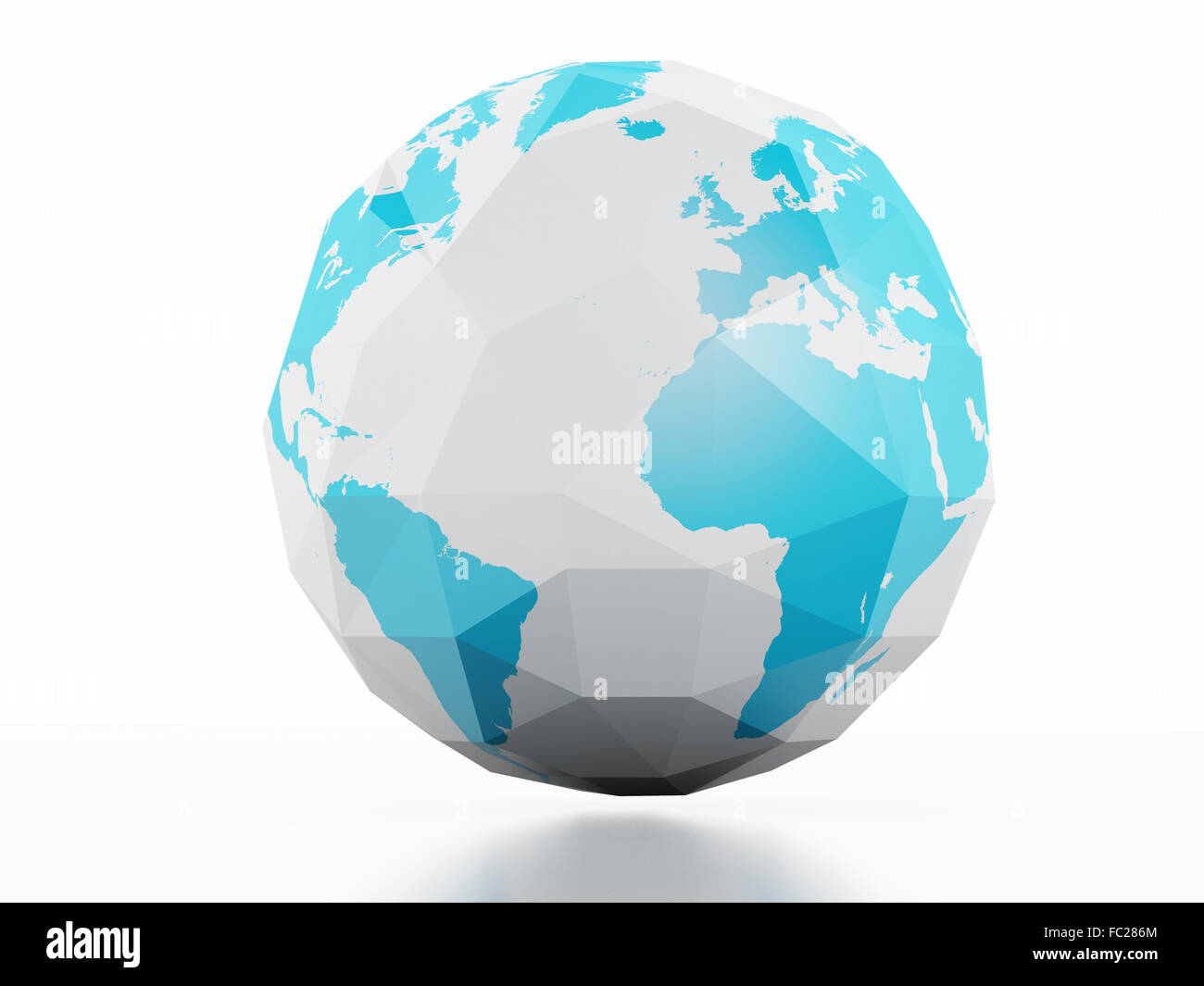 Planet Earth white background. Low poly 3d image Stock Photo - Alamy