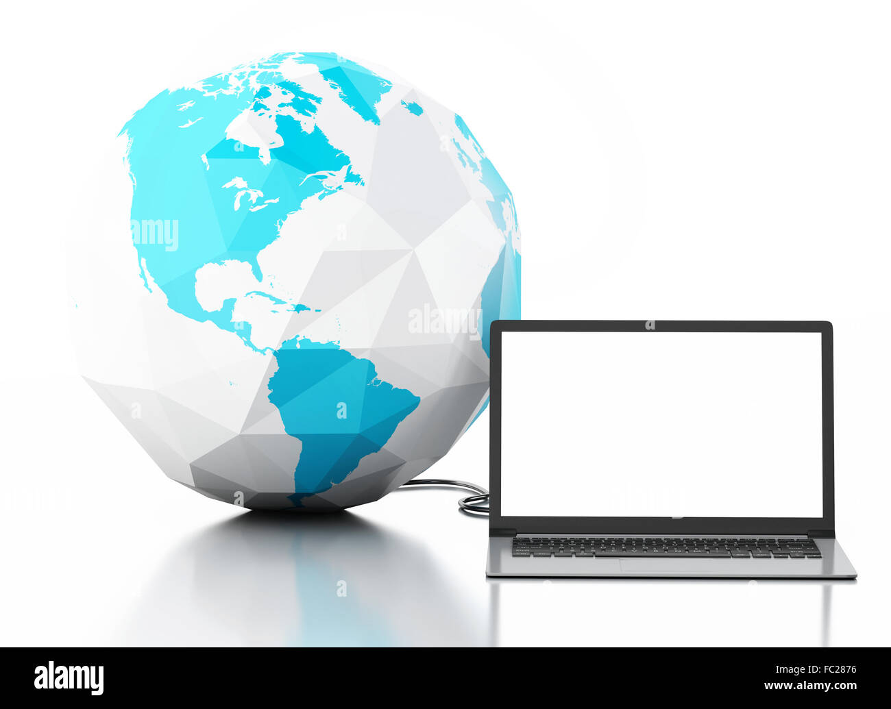 3d Laptop and earth globe. Global communication Stock Photo - Alamy