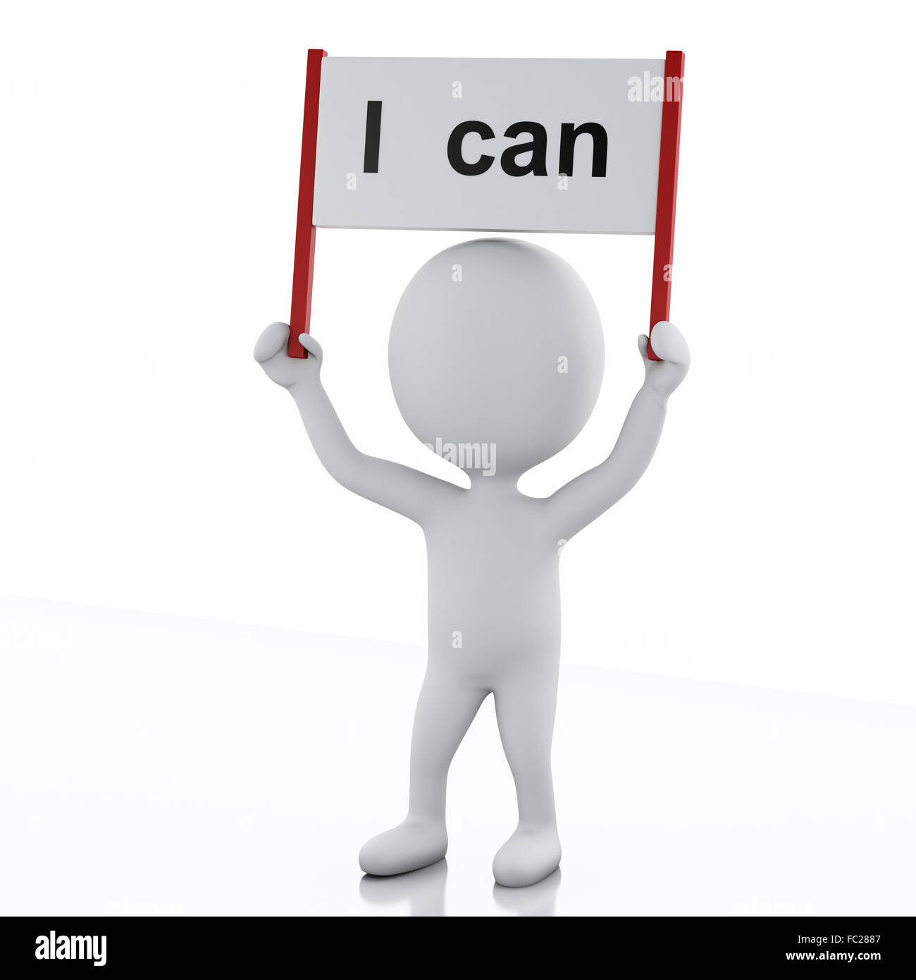 3d White people with sign board banner. I can Stock Photo - Alamy