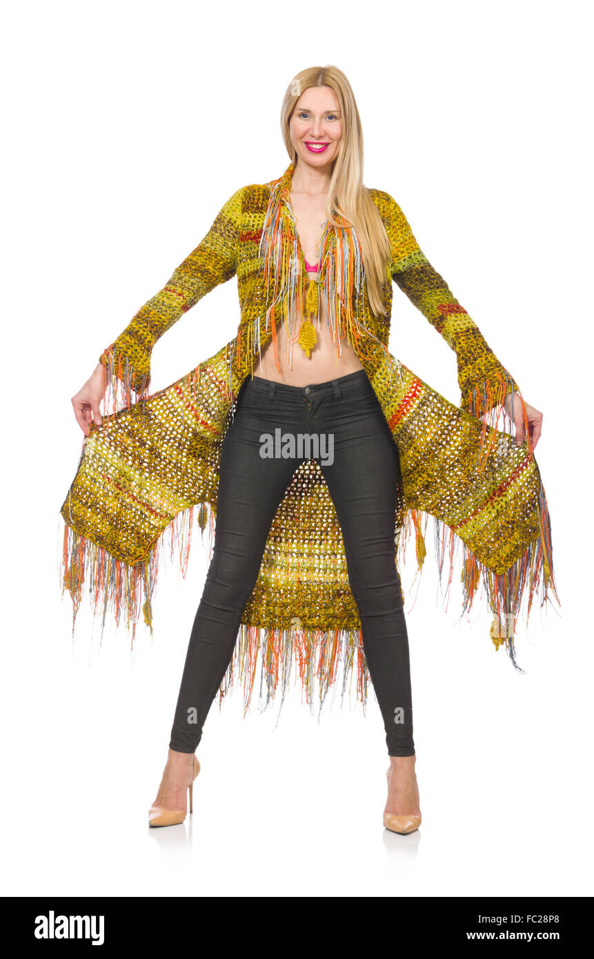 White woman in yellow jacket Cut Out Stock Images & Pictures - Alamy