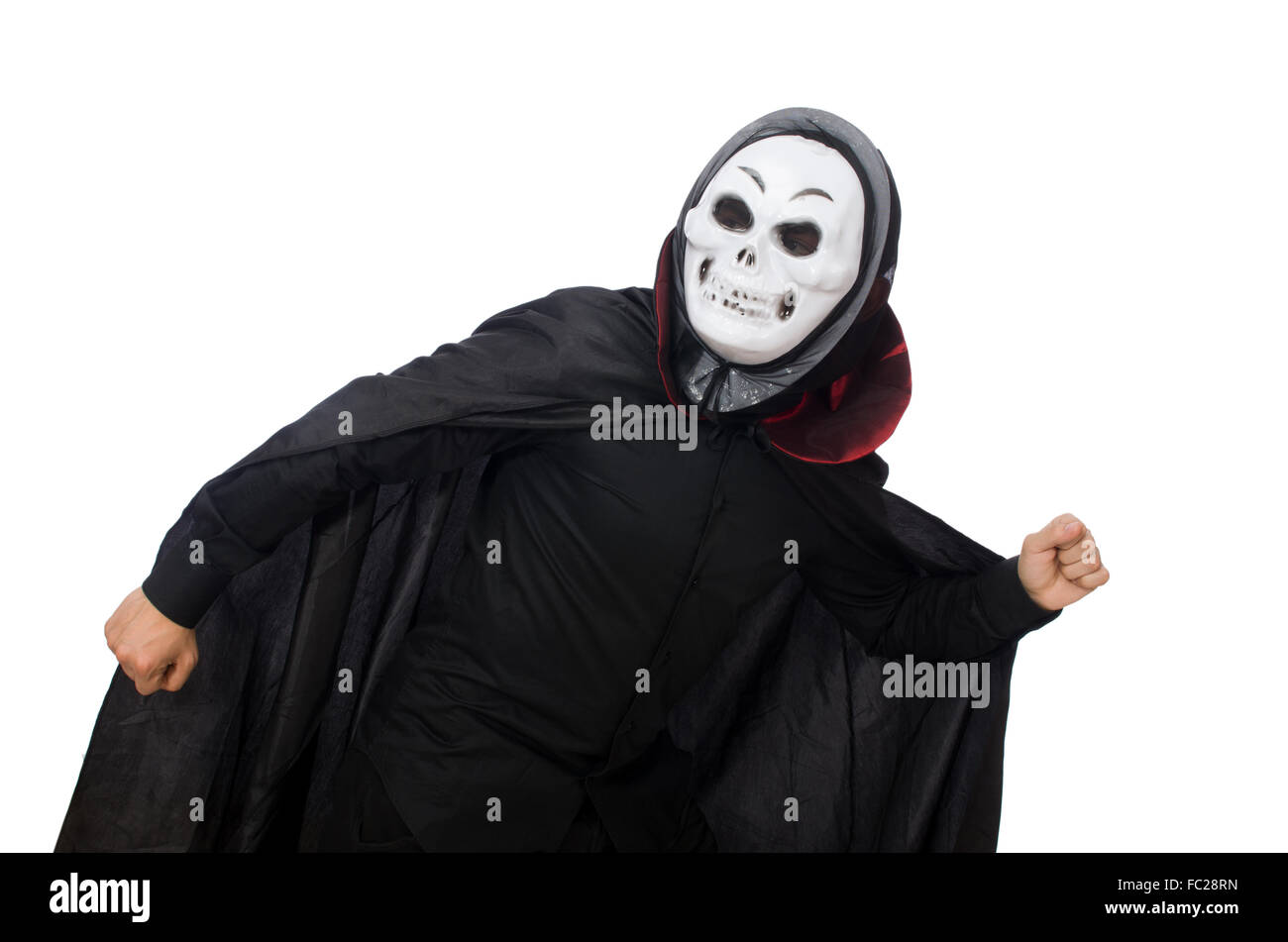 Man in horror costume with mask isolated on white Stock Photo - Alamy