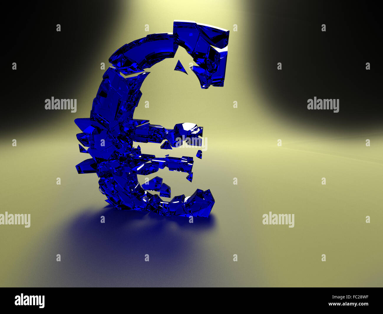 Euro symbol breaking Stock Photo - Alamy