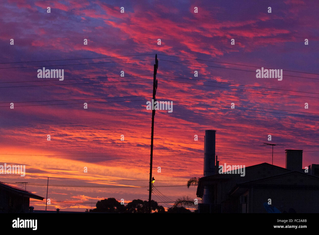 Adelaide Australia. 20th January 2016. A dramatic sunset develops as ...