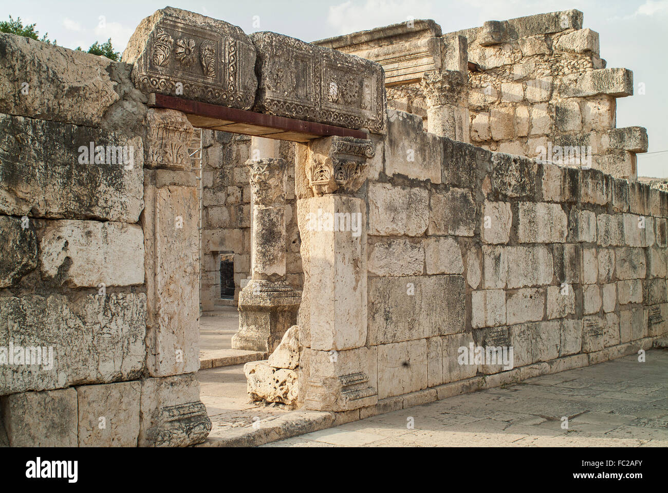 Synagogue ruins, Capernaum excavations, biblical village on, Sea of ...