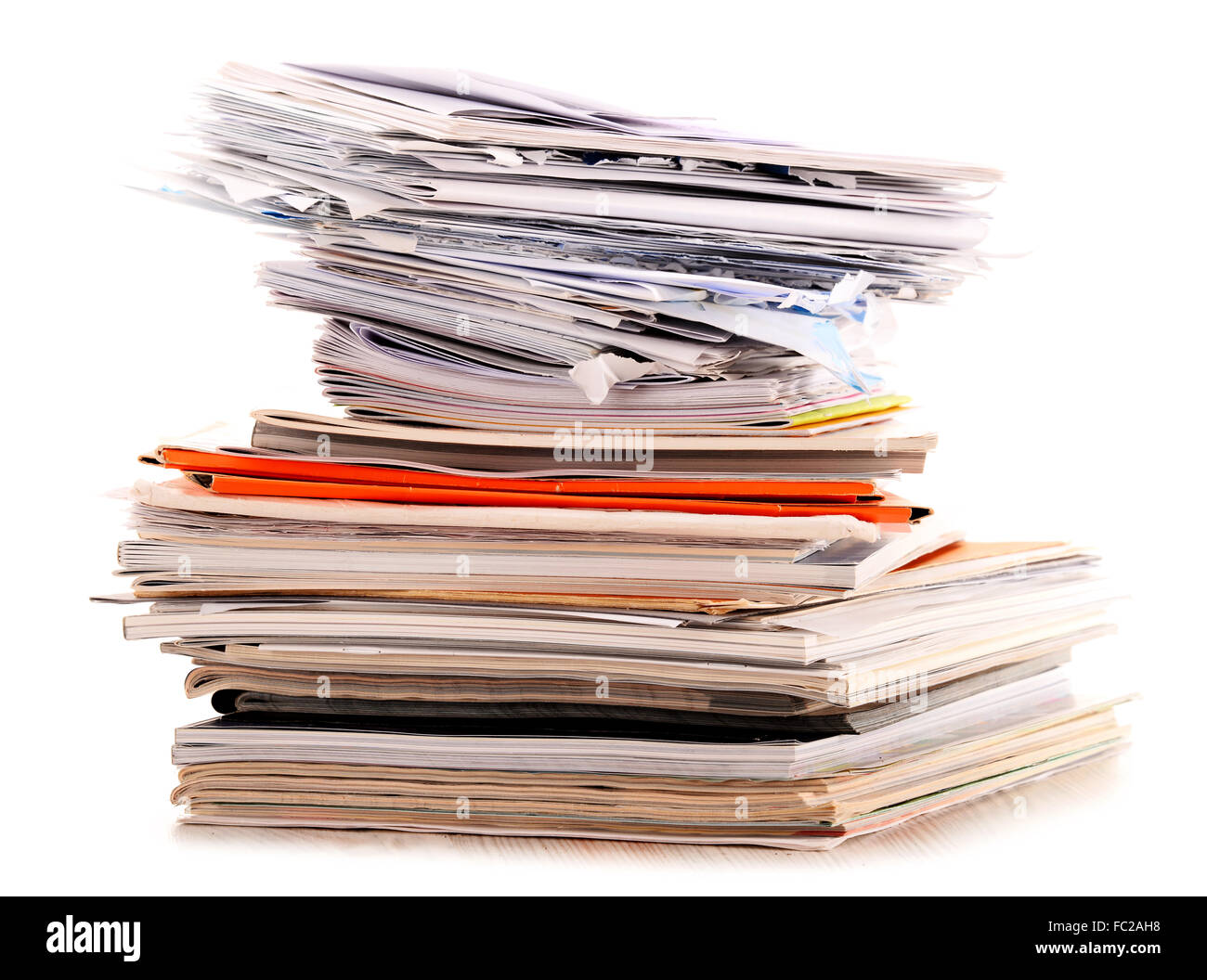 Stack of recycling paper isolated on white Stock Photo - Alamy