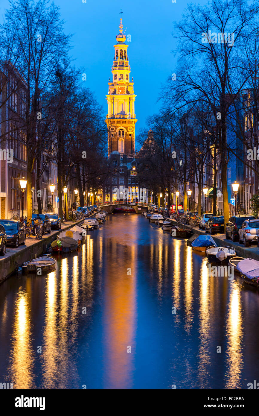 South Church Zuiderkerk Amsterdam at dusk Stock Photo - Alamy