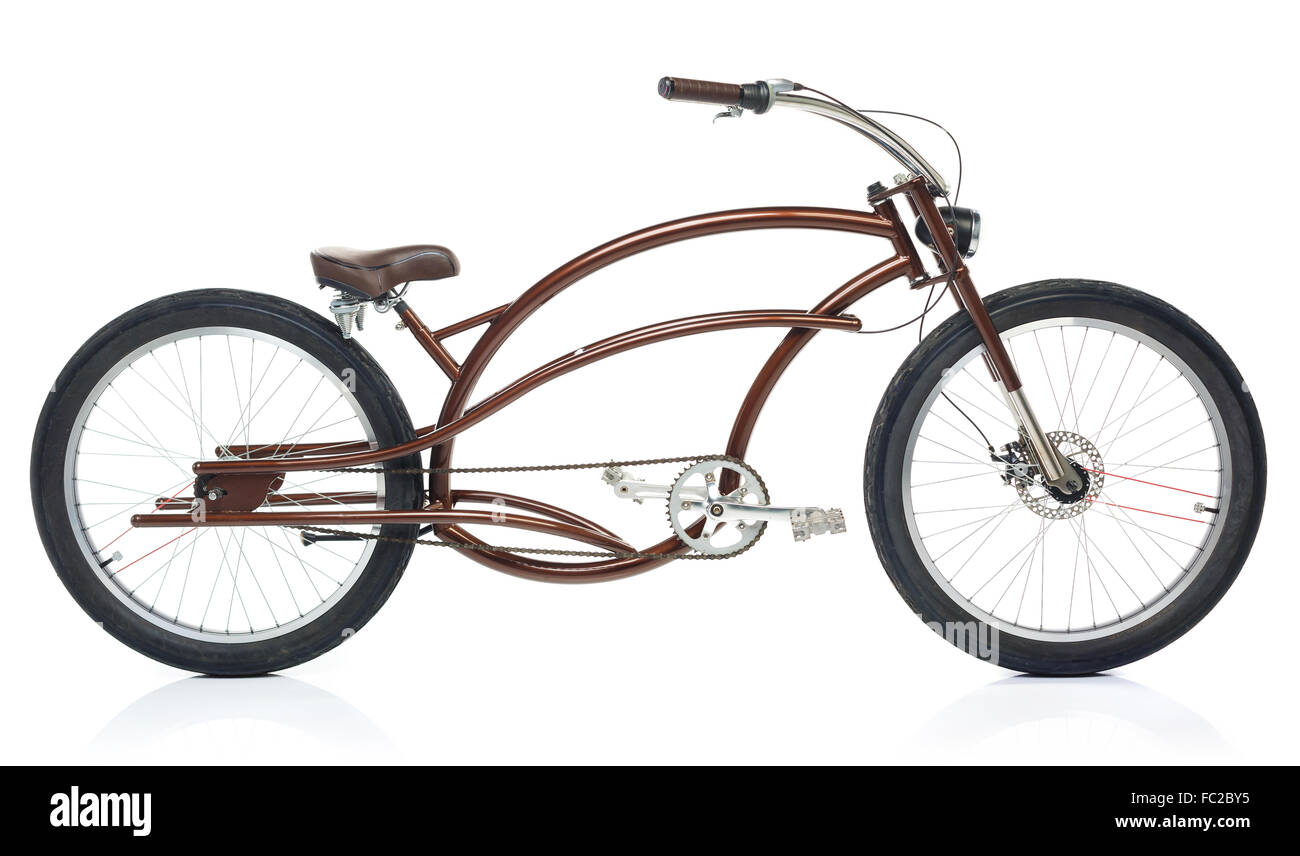 Retro styled brown bicycle isolated on a white background Stock Photo ...
