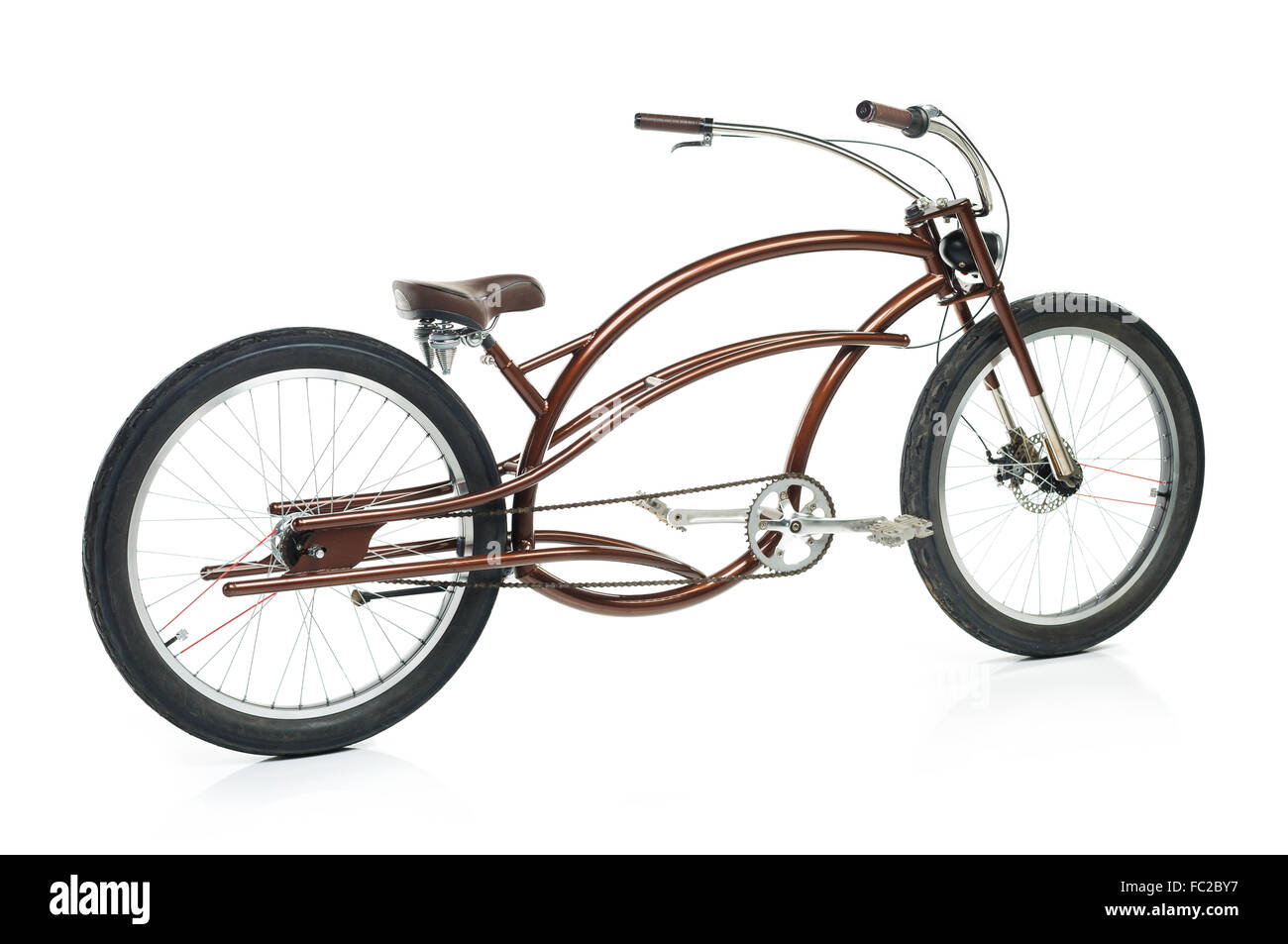 Retro styled brown bicycle isolated on a white background Stock Photo ...