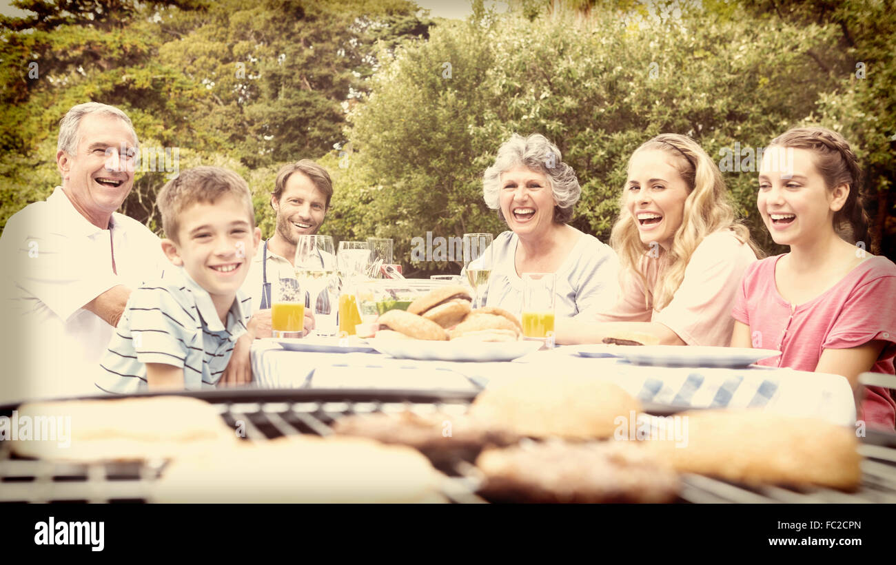 Laughing family having a barbecue in the park together Stock Photo - Alamy