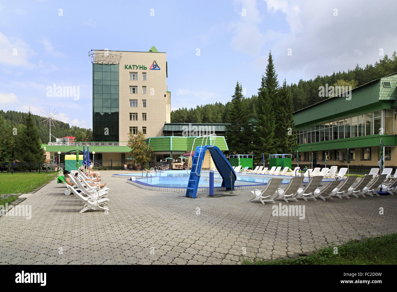 Outdoor pool in the Sanatorium Katun Stock Photo - Alamy