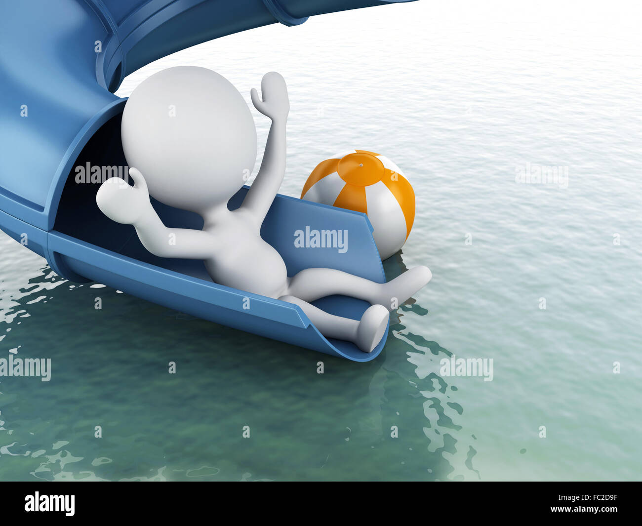 3d white people on water slide. Summer holiday Stock Photo - Alamy
