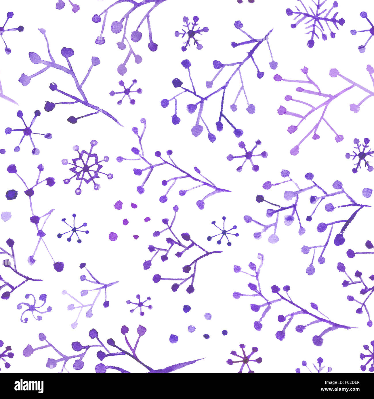 Seamless winter background with cute watercolor ornaments Stock Photo ...