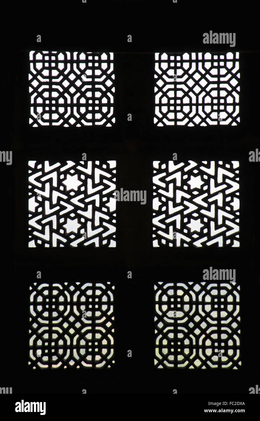 A decorated carved window. Jahangir Mahal. Orchha. Madhya Pradesh ...