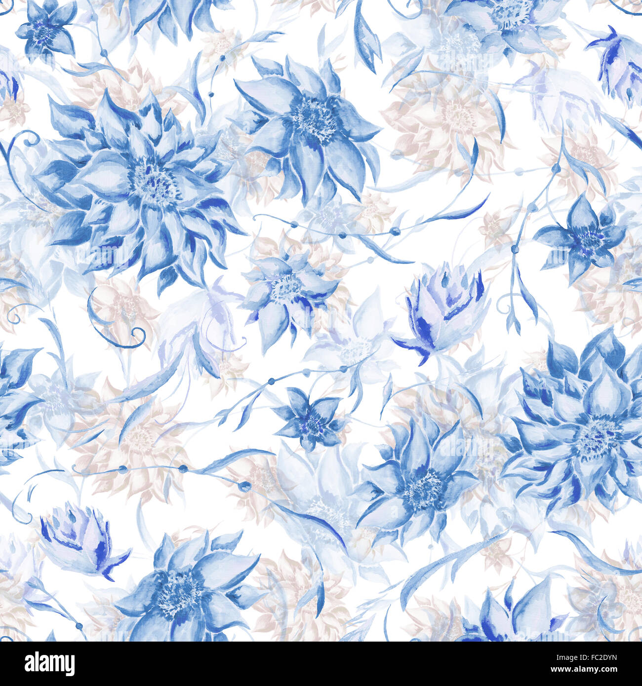 Seamless watercolor background with beautiful flowers for textile ...