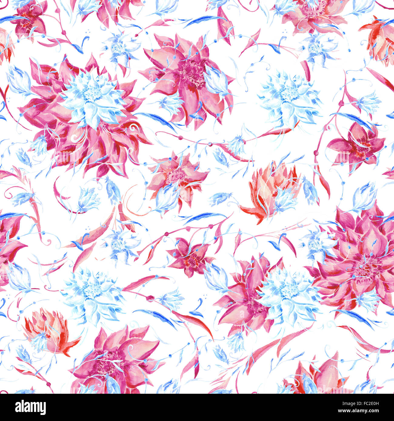 Seamless hand-painted flower background in romantic style Stock Photo ...