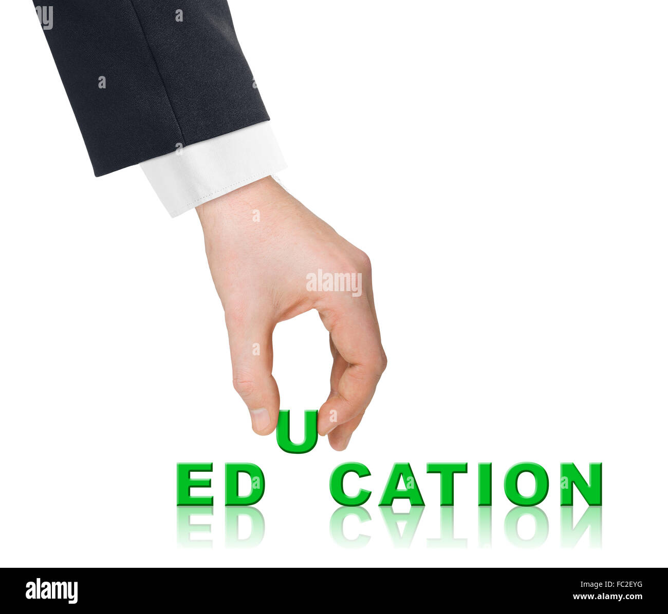Hand and word Education Stock Photo - Alamy