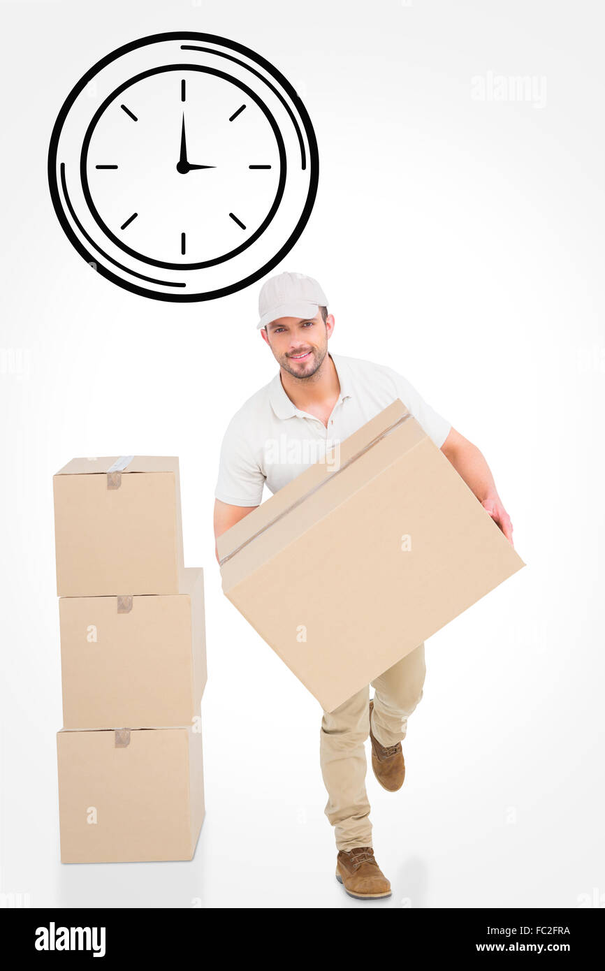 Composite image courier man cardboard hi-res stock photography and ...