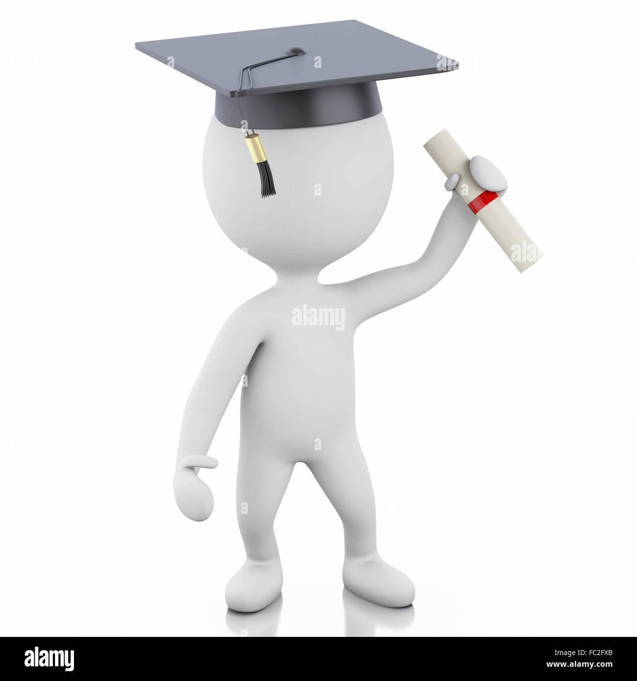 3d white people graduate with diploma Stock Photo - Alamy