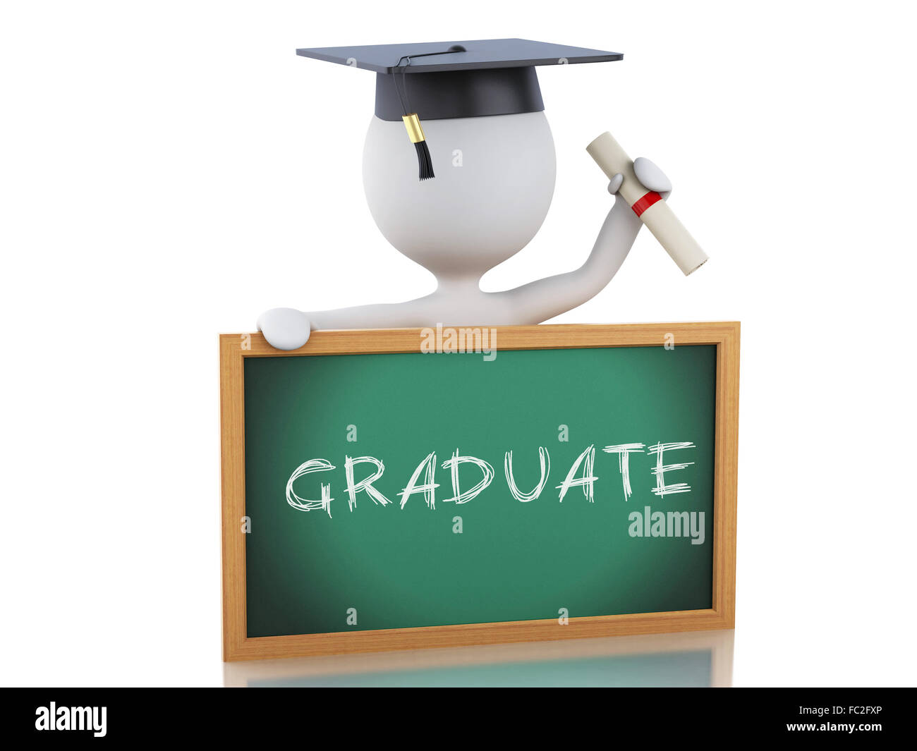 white people graduate with diploma and blackboard Stock Photo - Alamy