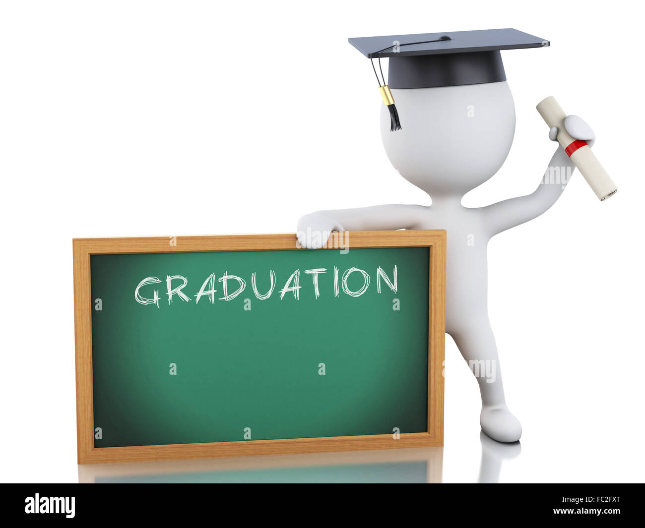 white people graduate with diploma and blackboard Stock Photo - Alamy