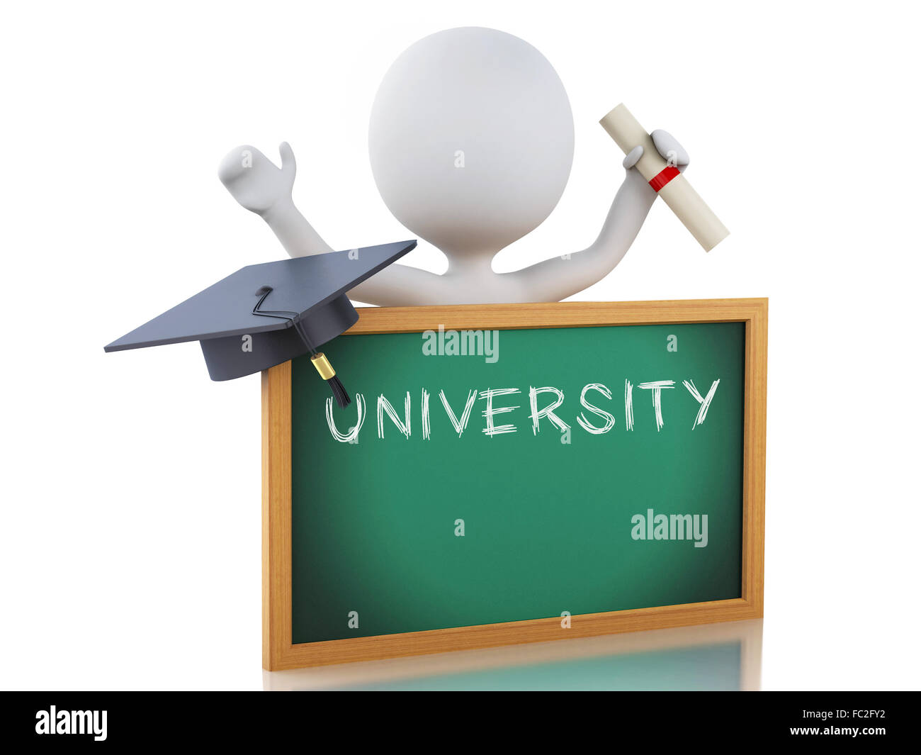 white people graduate with diploma and blackboard Stock Photo - Alamy