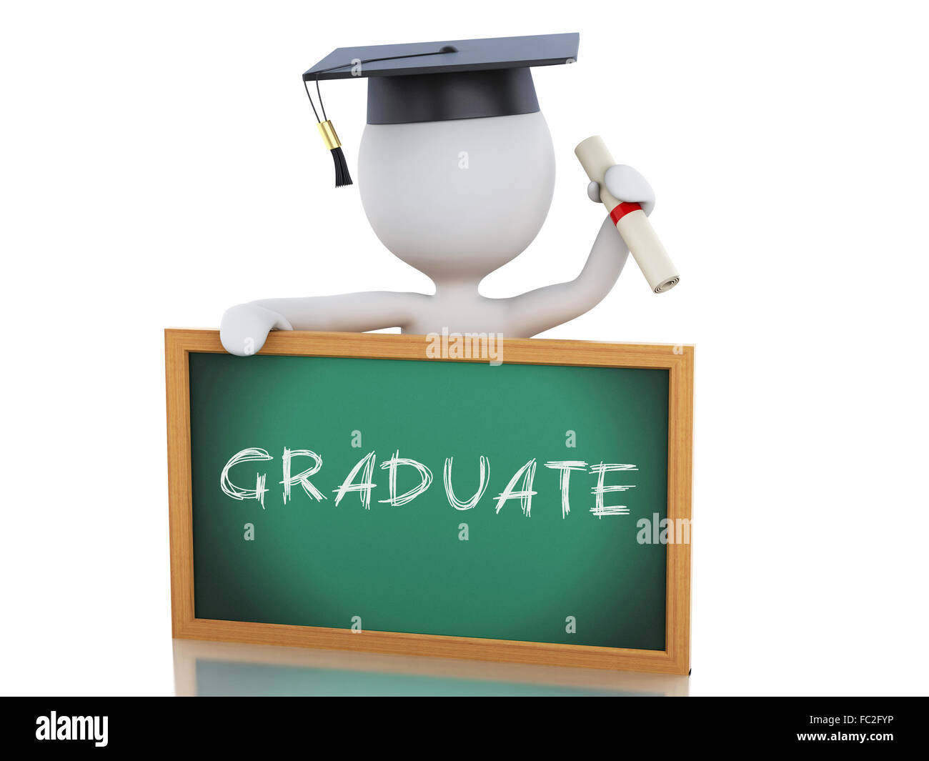 white people graduate with diploma and blackboard Stock Photo - Alamy