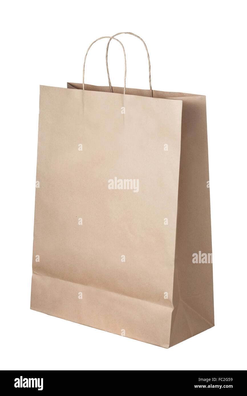 Paper bag isolated on white Stock Photo - Alamy