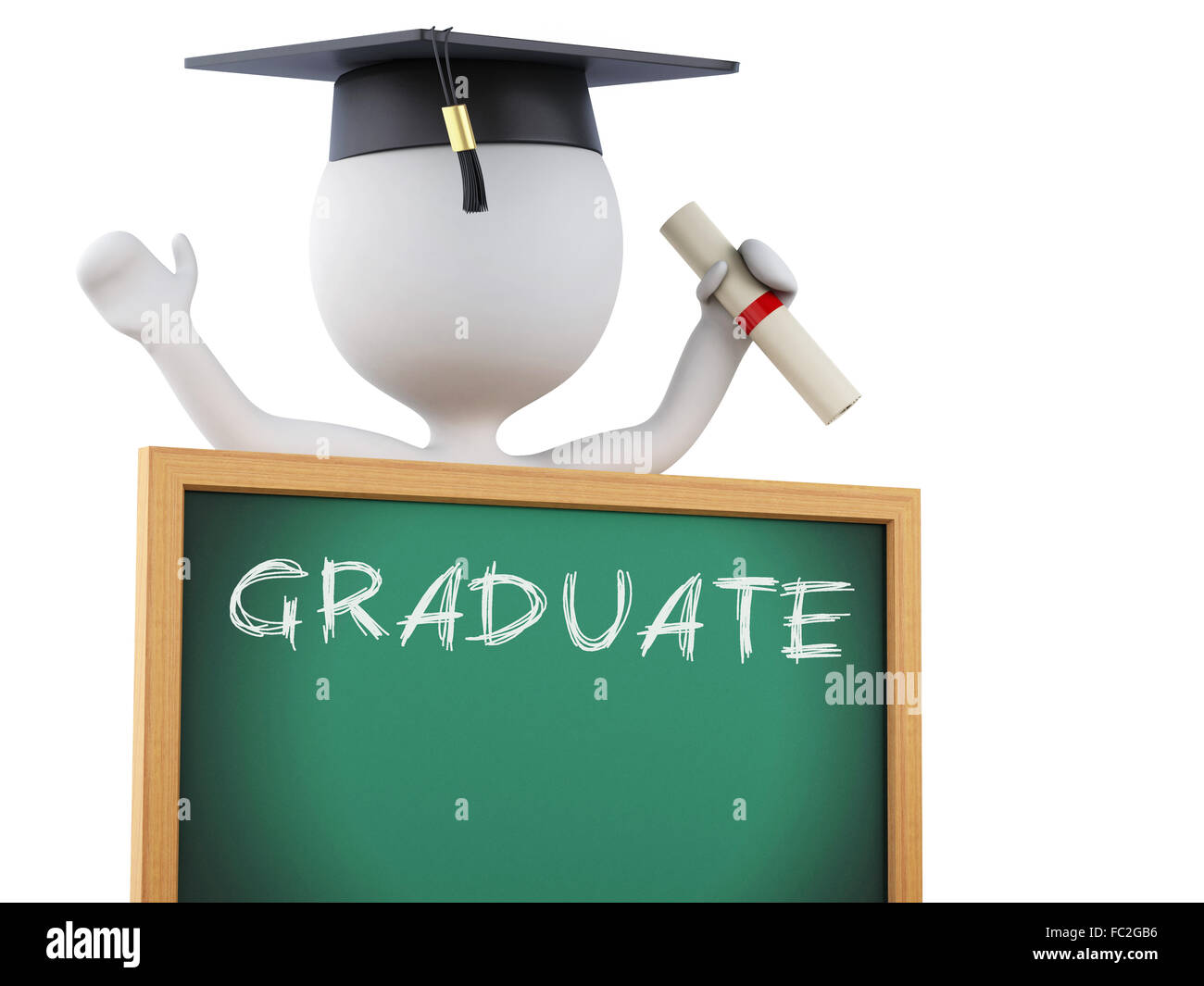 white people graduate with diploma and blackboard Stock Photo - Alamy