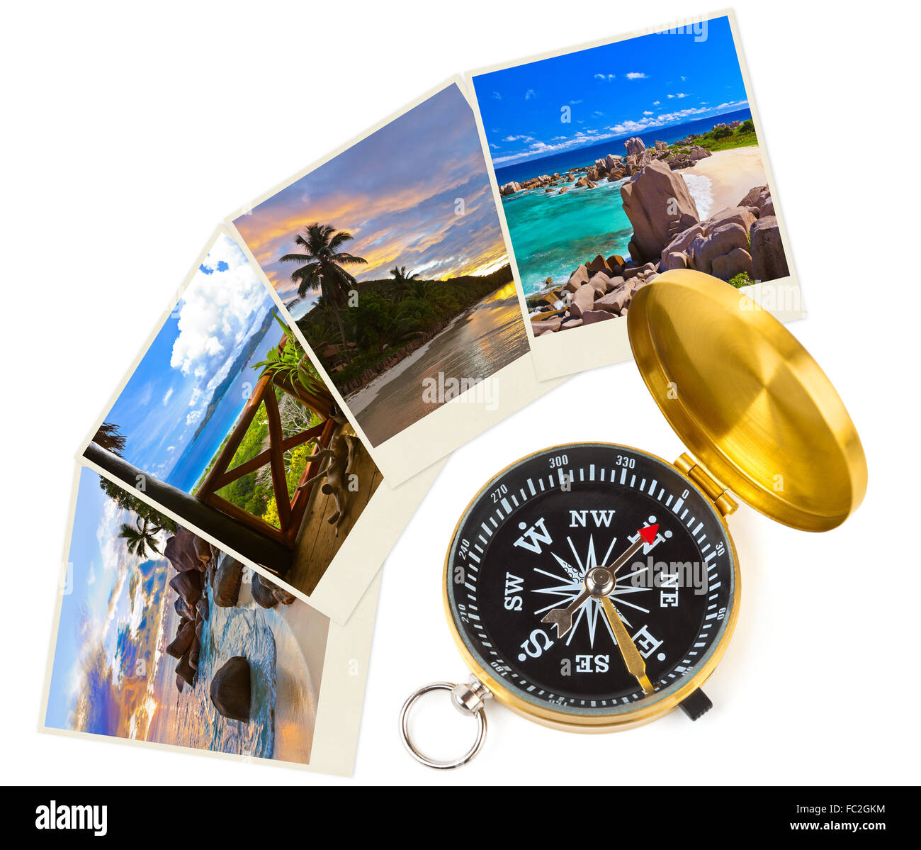 Summer beach shots and compass Stock Photo - Alamy